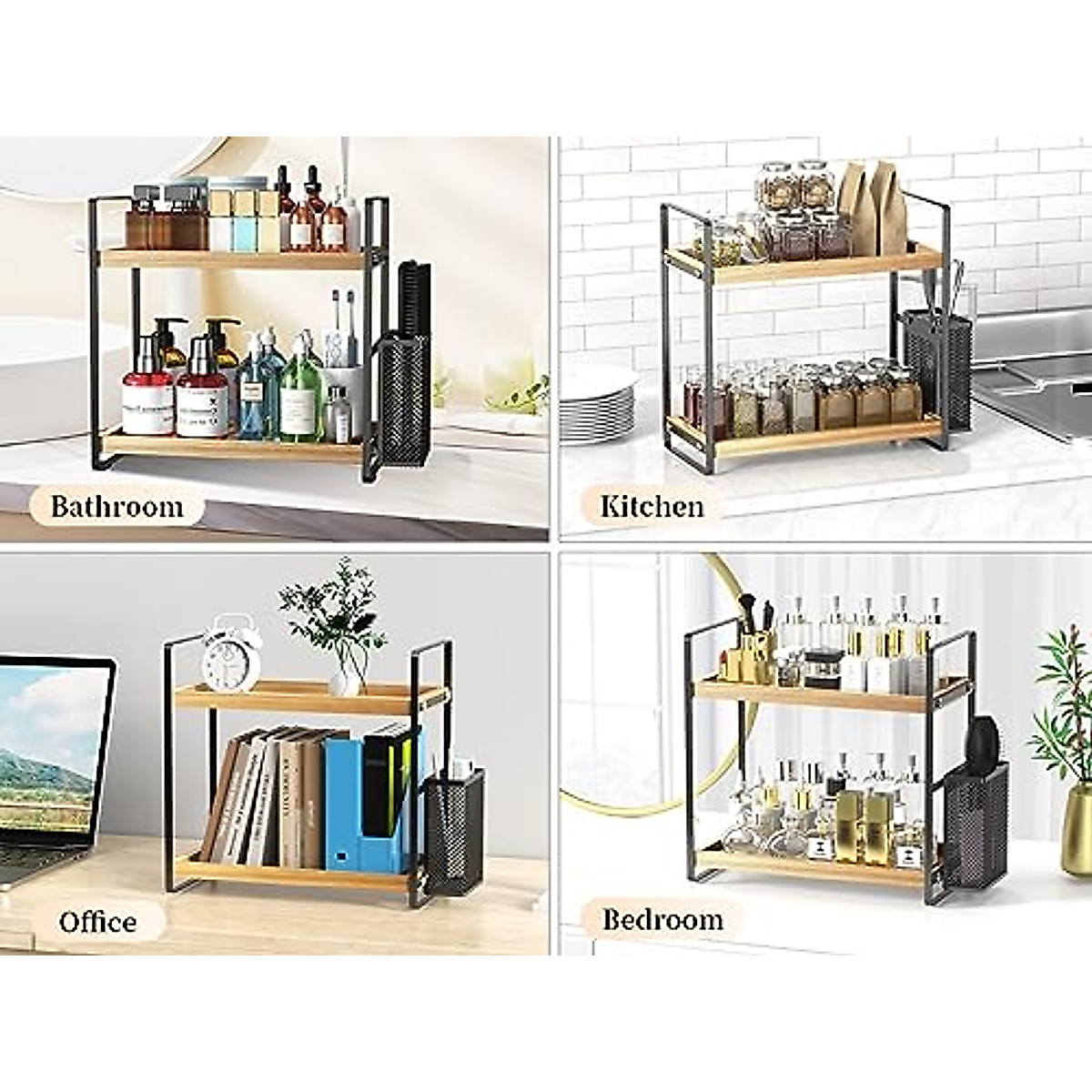 LEMIKKLE Bathroom Countertop Organizer, Bathroom Counter Perfume Tray and Vanity Organizer,Skincare Organizers for Vanity with Basket,Storage Organizers for Bathroom, Kitchen, Dresser