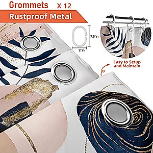 FZDHHY Abstract Mid Century Shower Curtain Set Floral Plant Neutral Bathroom Curtain Set Minimalist Art Bathroom Decor Waterproof Bathtub Curtain with Bathroom Carpet Bath Mat Toilet Rugs