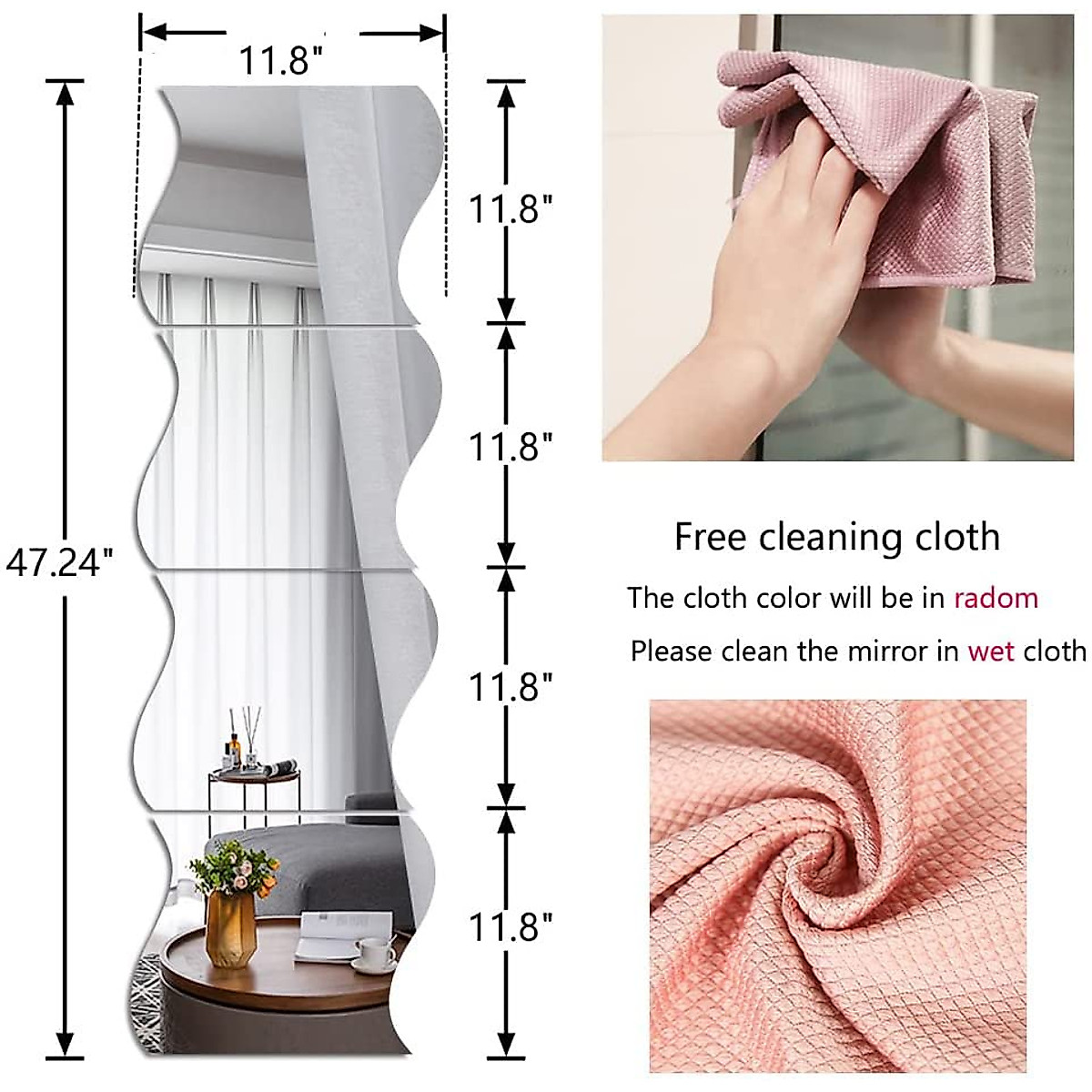 Full body Wall Mirrors, 4pcs 12x12 Removable Acrylic Plexiglass Wall-Mounted Frameless Mirror Wardrobe Full BodyLarge Long Mirror Home Workout Gym Mirror for Walls Dorm Floor Tile Self Adhesive