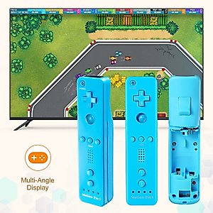 2-Pack Wii Remote Controller, 2 in 1 Wii Remote with Motion Plus for Nintendo Wii and Wii U, Wireless Wii Controller with Silicone Case and Wrist Strap (Pink and Blue)