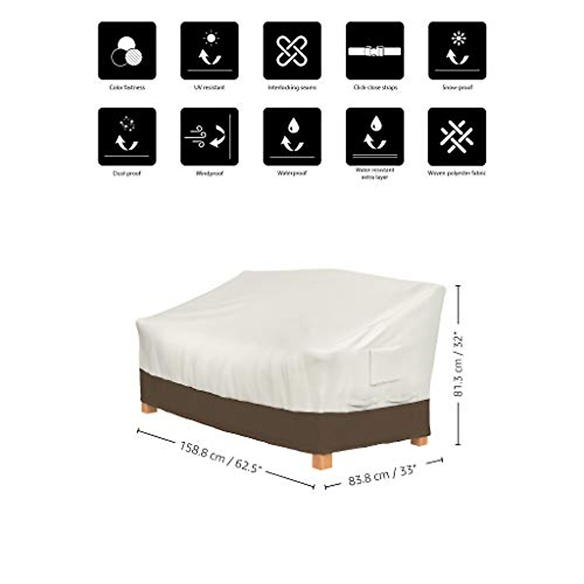 Amazon Basics Outdoor Patio Furniture Cover, 3-Seater Bench