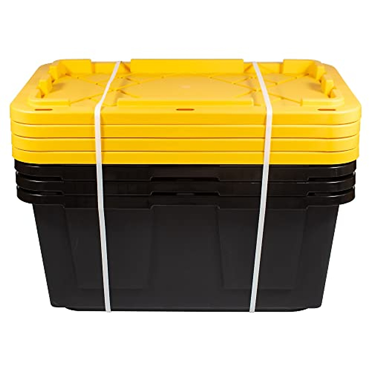 Office Depot® Brand by Greenmade® Professional Storage Totes, 23-Gallon, Black/Yellow, Pack Of 4 Totes