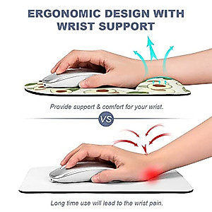 SEPTYK Green Avocados Pattern Ergonomic Mouse Pad with Wrist Support Rest Gel Non-Slip Rubber Base Mousepad for Computer Laptop Home Office Gaming Pain Relief