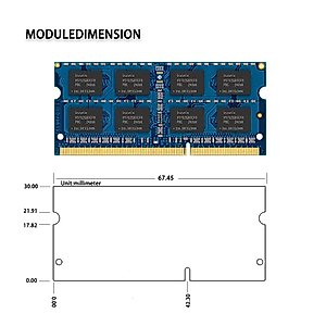 DUOMEIQI Ram DDR3 8GB Kit (2 X 4GB) PC3-8500 PC3 8500S DDR3 1066MHz SO-DIMM CL7 204 Pin 1.5v 2RX8 Sodimm DDR3 Non-ECC Unbuffered Notebook Memory Laptop RAM Modules
