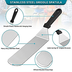 Leonyo Griddle Accessories Set of 27, Heavy Duty Stainless Steel Grill Griddle Metal Spatulas for Cast Iron Flat Top Teppanyaki Cooking, Burger Press, 3 Melting Domes(12”-9”-6.5”), 2 Carry Bags