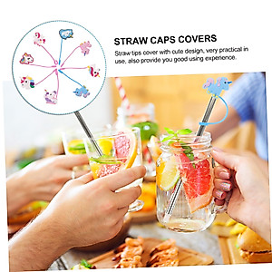 Yardwe 8Pcs Unicorn Straw Lid drinking straw caps lids straw protector cap cartoon straw plug silicone drinking straws themed straw caps silicone straw caps reusable cute cover
