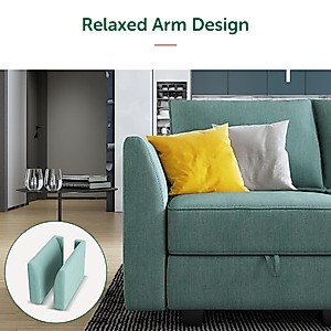 HONBAY Convertible Modular Sectional Sofa U Shaped Modular Couch with Storage Seat Modular Sofa Sectional Couch with Chaise, Aqua Blue