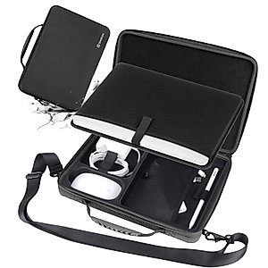 Smatree 13-14inch Hard Shoulder Bag for MacBook Pro 2024 M4/2023/2021 A2918/A2992,MacBook Air 2024/2022 A3313/A2681,iPad Pro M4 2024,ASUS Chromebook Flip,Microsoft Surface,Samsung,Carring Bag(Black)
