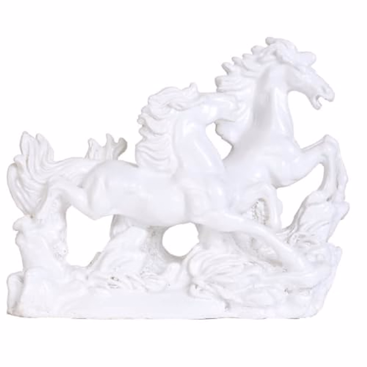 TREEMAISON Vastu White Running Horses for Prosperity | Positive Energy & Good Luck Showpiece | Resin Decor for Home & Office | Health & Wealth Enhancement