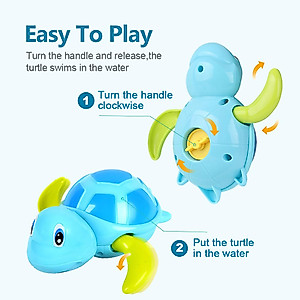Bath Toys for Toddlers 1 2 3 4 5 Years Old,Pool Toys for Kids,Baby Funny Wind Up Swimming Turtle Bath Toy,Cute Floating Bathtub Water Toys,Gift for Preschool Child Boys Girls (3 Pcs)