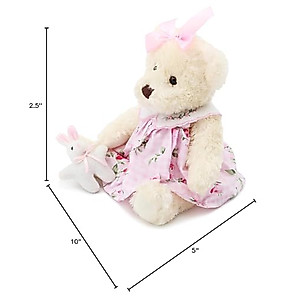 Oitscute Small Baby Teddy Bear with Cloth Cute Stuffed Animal Soft Plush Toy 10" (Pink Dress with Rabbit)