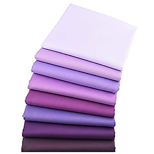 Hanjunzhao Solids Purple Fat Quarters Fabric Bundles, Pre-Cut Quilting Fabric for Sewing Crafting, 18 x 22 inches(Purple Solid)