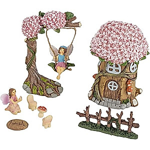 Juvale 8 Piece Miniature Fairy Garden Accessories Outdoor Decor Figurines Kit for Kids, Mini Whimsical Ornaments and Decorations for Patio, House, Garden, Desk, Yard Supplies