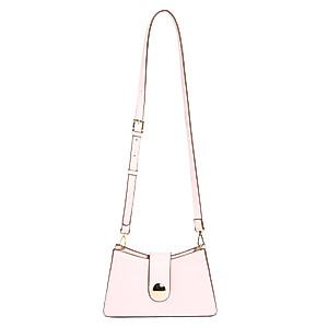 Like Dreams Women Fashion Vintage Shoulder Purse Chic Vegan Leather Messenger Buckle Crossbody Handbag (Blush)