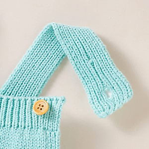 Wytyjxccyy My 1st Easter Outfit Newborn Baby Girl Boy Bunny Knitted Romper Overalls Suspender Jumpsuit Spring Summer Clothes (Blue,12-18 Months)