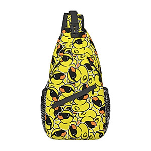 Cartoon Duck Sling Bag For Women Men,Funny Animal Design Crossbody Shoulder Bags Casual Sling Backpack Chest Bag Travel Hiking Daypack For Outdoor