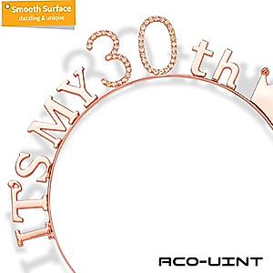 ACO-UINT 30th Birthday Crown for Women, Cute Birthday Sash & Birthday Headband for Women Set, Sweet Birthday Headband 30th Birthday Decorations Birthday Gifts for Women