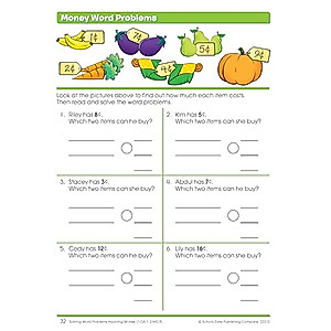 School Zone - Word Problems Workbook - 64 Pages, Ages 6 to 8, 1st Grade, 2nd Grade, Math, Picture Stories, Graphs, Calendars and Clocks, and More (School Zone I Know It!® Workbook Series)