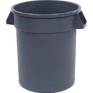 Carlisle FoodService Products 34102023 Bronco Polyethylene Round Trash Container, 20-Gallon Capacity, 20" Diameter x 23" Height, Gray (Case of 6)