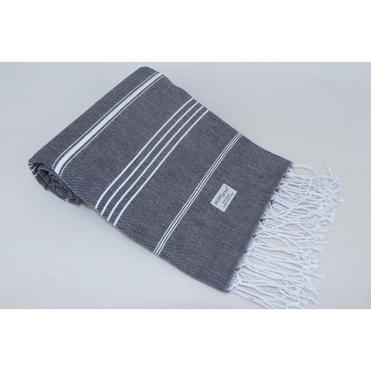 Agah Home Beach Towel for Bathroom - Travel Beach Towel for Adults - Turkish Beach Towel - Sand Resistant Beach Towels for Vacation - Thin, Large and Quick Dry Beach Towel - 40' × 70' (Sultan-Black)