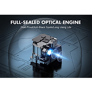 VIZONY FHD 1080P Projector 4K Support, 800ANSI 5G WiFi Bluetooth Projector, Outdoor Projector with Full-Sealed Engine/Electric Focus/4P4D/PPT/Zoom, Home Movie Projector Compatible w/iOS/Android/PC/TV