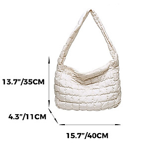 GAI Quilted Crossbody Bags For Women Large Capacity Puffer Tote Bags Unique Boho Hippe Padded Handbag Trendy Y2k Bag (Black)
