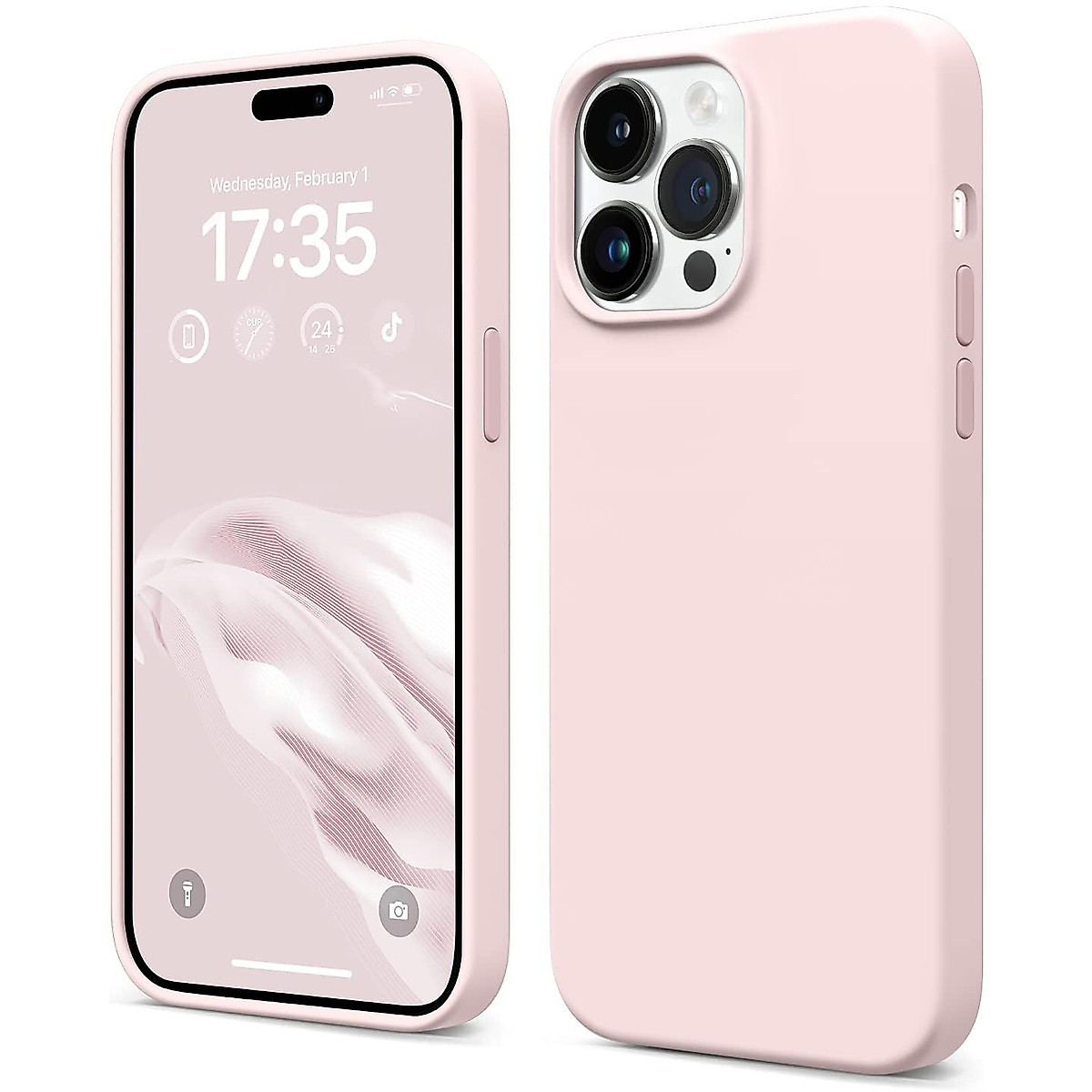AOTESIER Shockproof Designed for iPhone 14 Pro Max Case, [Food Grade Silicone] [Military Drop Protection] with Anti-Scratch Lining Protective Phone Case for 14 ProMax, 6.7 inch, Chalk Pink