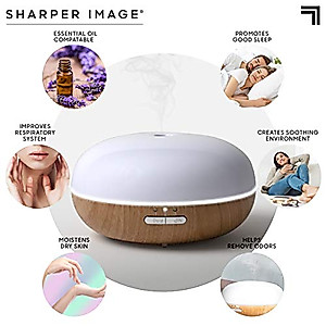 SHARPER IMAGE Essential Oil Aromatherapy Small Mist Diffuser, 3.4 Ounce Capacity, Faux Light Wood