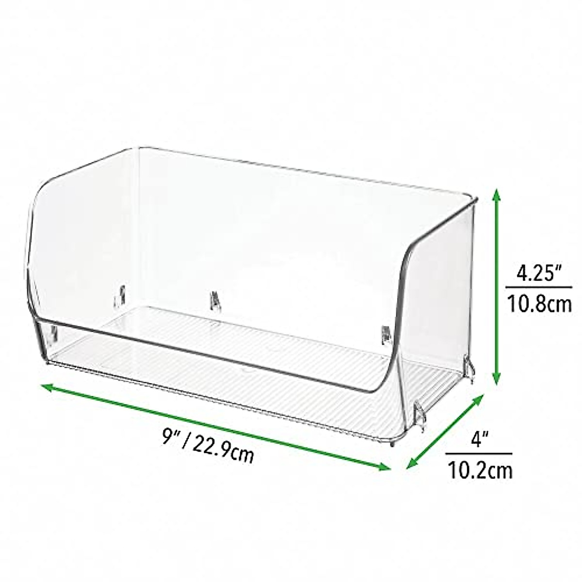 mDesign Small Stackable Plastic Food Storage Organizer Bin with Open Front for Refrigerator, Freezer, Cupboard, Cabinet, and Pantry Shelf Organization - 7" Wide - Ligne Collection - 3 Pack - Clear