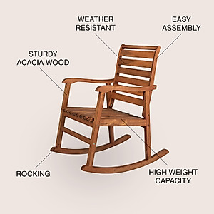 JONATHAN Y RCK101A Carey Modern Slat-Back 300-Lbs Support Acacia Wood Patio Outdoor Rocking Chair for Garden, Lawn, Backyard, Pool, Deck, Beach, Firepit, Teak