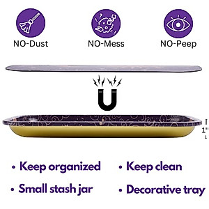 Sun Moon Rolling Tray with Magnetic Lid, 11''x7'' - Large Storage Decorative Tray - Ideal for Home & Travel, Celestial Aesthetic Metal Tray Set - Mystical Gifts for Spiritual Hippie, Astrology