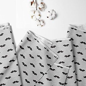 Bacati - 2 Pack Love/Aztec/Arrows/Hearts Silky Soft Breathable 100% Cotton Muslin Baby Crib Fitted Sheets - Fits Standard 28 x 52 x 5 Crib & Toddler Mattresses (Mustache, Black)