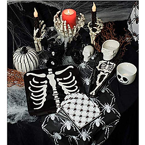 Boston International Halloween Ceramic Serving Platter, 10 x 10-Inches, Skeleton Torso,KAC20383
