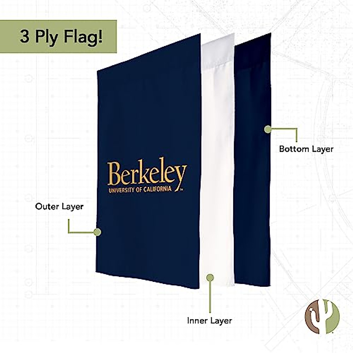 University of California Berkeley Garden Flag Golden Bears Cal UC Banner 100% Polyester (Design K)