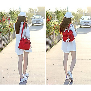 Mini Multi-Function Diaper Bag Tote Messenger Backpack-Red