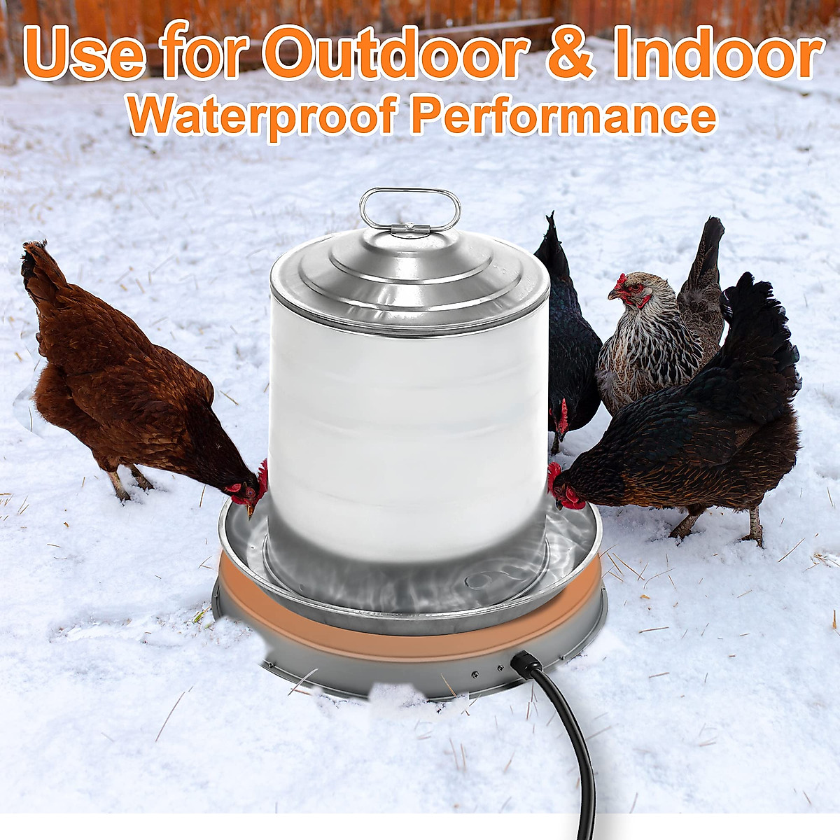 Poultry Chicken Water Heater: Chicken Water Heater Base for Winter, for Plastic/Metal Poultry Watere Under 6 Gallons, Heated Waterer for Chickens 130W