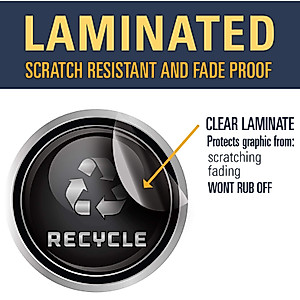 Recycle and Trash Logo Magnetic Sticker - Elegant Metal Look for Trash Cans, Containers - Flexible Rubber Material (Silver, XSmall)