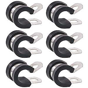 Keadic 20Pcs 3/8" (10mm) Cable Clamp Rubber Wire Clamps Stainless Steel Rubber Cushioned Insulated Clamps