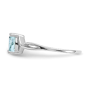 IceCarats 14K White Gold Blue Aquamarine Ring March Birthstone Jewelry Size 7