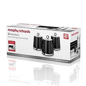 Morphy Richards 978053 Dimensions Set of 3 Round Kitchen Storage Canisters, Black