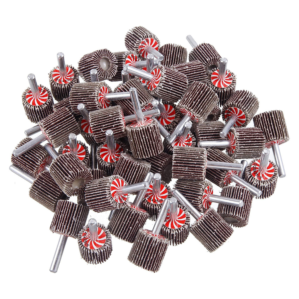 Mixiflor 50 Pack Abrasive Flap Wheel Sande,1" x 1" x 1/4" Shank Mounted Flap Wheels,80 Grit Aluminum Oxide for Remove Rust and Weld Burr,1/4 Shank Fits All Drills