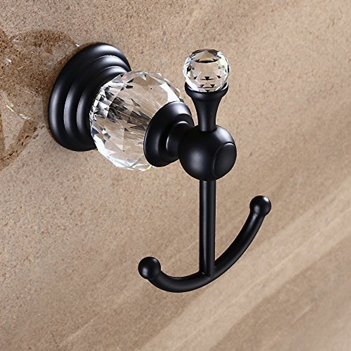 Ruddock YR6-1 Antique Oil-rubbed Bronze Robe Hooks Bathroom Crystal Brass Towel Hooks Accessories,Copper Bathroom Hardware