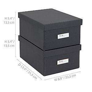 Bigso Karin Collapsible Storage Box | Photo Storage Box with Labelframe for Identification | Simple Assembly without Tools | Decorative Storage Boxes with Lids | 8.9″ x 12.4″ x 5.4″ | 2 Pack