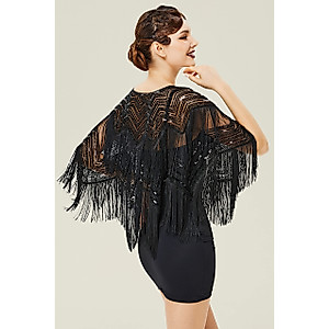 BABEYOND Gatsby Shawl Wrap for 1920s Evening Party Night Cape for Women Bridal Sequin Capelet