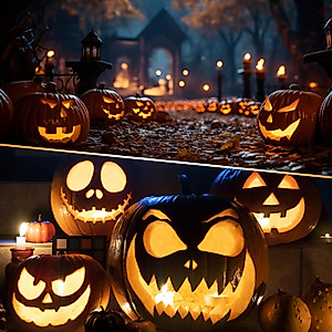 Pumpkin Carving Kit with 12PCS Halloween Pumpkin Teeth, Stainless Steel Sculpting Tools, Carving Knife Set for Halloween Decoration Jack-O-Lanterns, Pumpkin Cutting Supplies Gift for Halloween(20PCS)