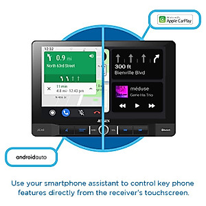 JENSEN J1CA9 9-inch Certified Apple CarPlay Android Auto | Single DIN Touchscreen Car Stereo Radio | Bluetooth Hands Free Calling & Music Streaming | Backup Camera Input | USB Playback & Charging