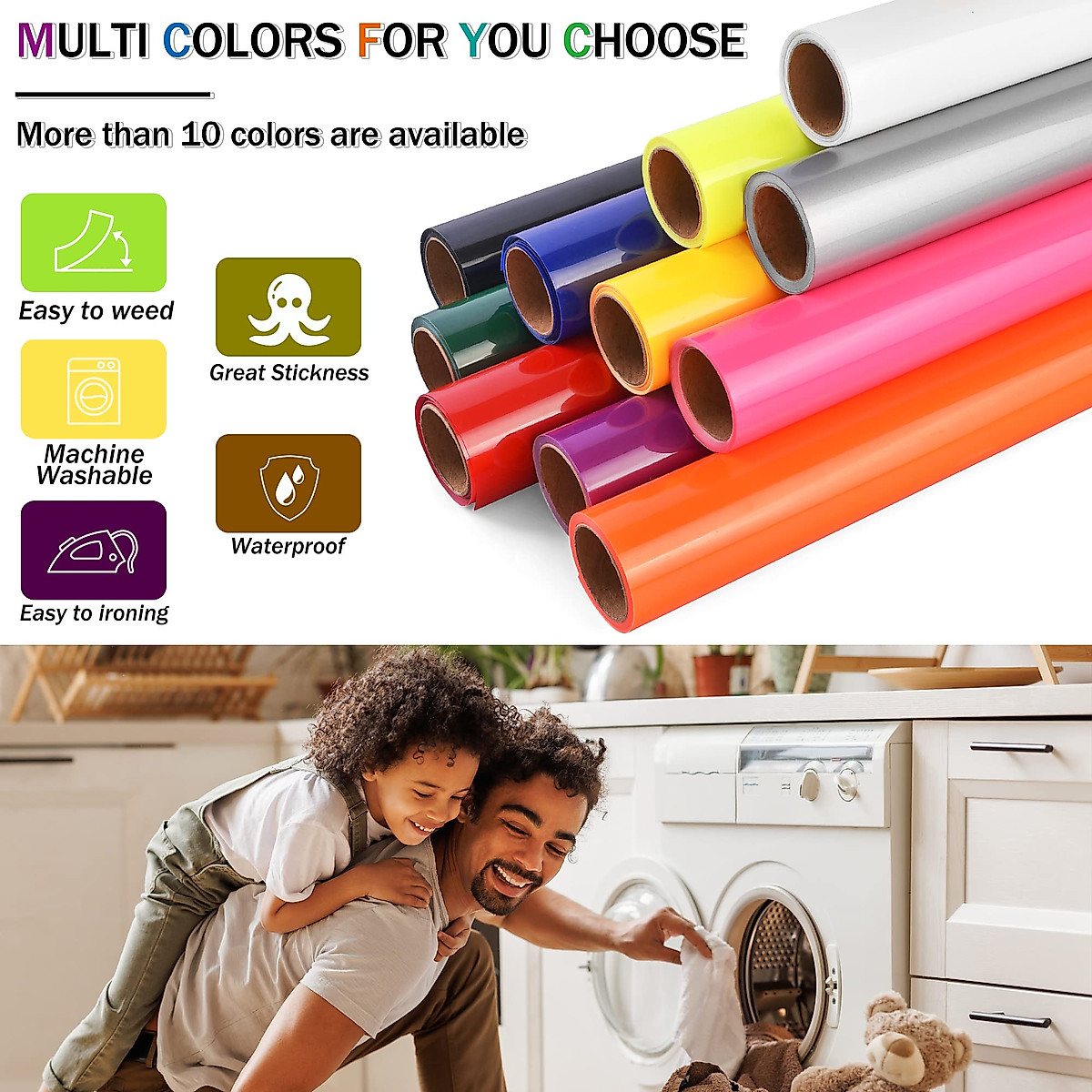 3D Puff Vinyl Heat Transfer for T-Shirts, 12" x6ft 3D Puff HTV Iron on Vinyl, 3D Puff Vinyl Heat Transfer HTV for Heat Press Clothing White Christmas Gifts