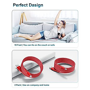 Fashia iPhone Charger Cord 3FT, [MFI Certified] 3Foot USB Lightning Cable,3Feet Fast Charger Nylon Braided USB iPhone Cord for iPhone 13 12 11 Pro X XS Max XR/8 Plus/7 Plus/6/6s Plus-Red