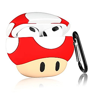Besoar for AirPods 3rd Gen Case Cartoon Cute Kawaii Silicone Cases for Apple AirPod Air Pods 3 Design Cover Cool Unique Fashion Fun Funny Soft Coves for Girls Girly Boys(Mushroom Heads)