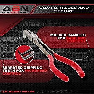 ABN Long Reach 11in Plier 4-Piece Set – 90-Degree Angle, 45-Degree Angle, Straight Needle Nose, and Duckbill Pliers
